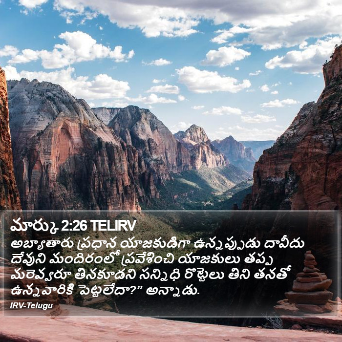 మార్కు 2:26 TELIRV - అబ్యాతారు ప్రధాన