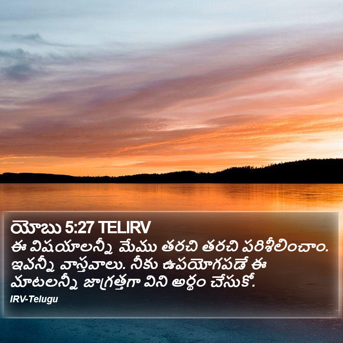 యోబు 5:27 TELIRV - ఈ విషయాలన్నీ మేము